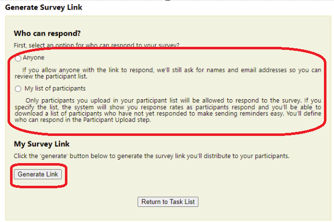 How to use a Generate Survey Link