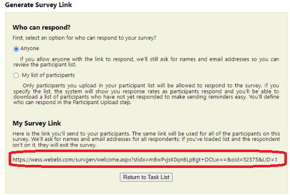 How to use a Generate Survey Link